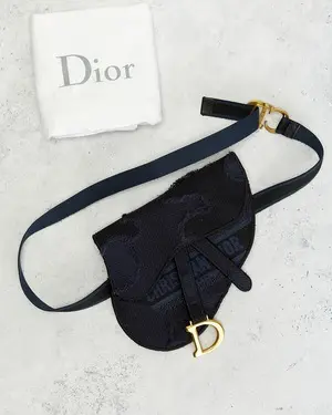 FWRD RENEW Dior Embroidered Saddle Belt Bag - Blue