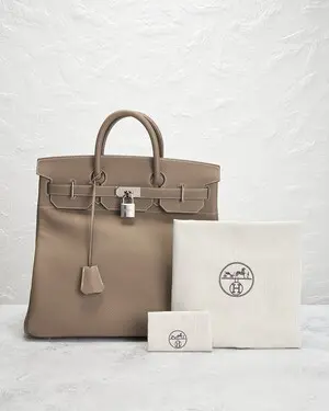 FWRD RENEW Hermes Togo Haut A Courroies Birkin 40 Handbag - Etoupe