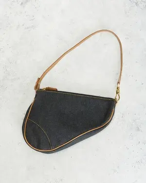 FWRD RENEW Dior Denim Pochette Saddle Bag