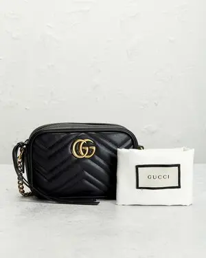 FWRD RENEW Gucci Mini Gg Marmont Shoulder Bag - Black