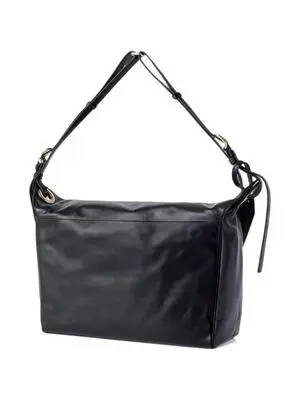 Furla Leather Shoulder Bag With Logo Print And Gold-tone Hardware - Black