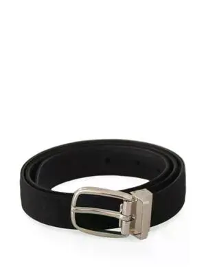 Dolce & Gabbana Woven-texture Leather-trim Belt - Black