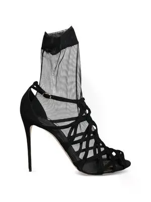 Dolce & Gabbana Mesh-panel Cage-style Heeled Sandals - Black