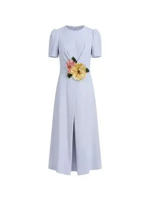 Dolce & Gabbana Cadi Floral-appliqué Darted Midi Dress - Blue