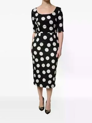 Dolce & Gabbana Polka-dot Midi Dress - Black