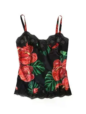 Dolce & Gabbana Floral-print Lace-trim Camisole