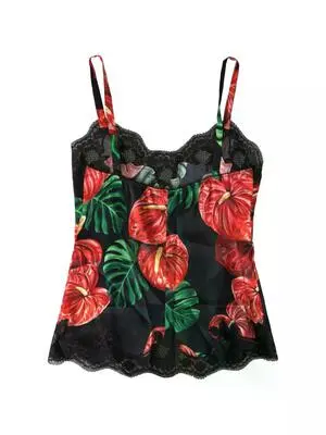 Dolce & Gabbana Floral-print Lace-trim Camisole