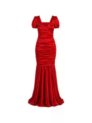 Dolce & Gabbana Ruched Mermaid Maxi Gown - Red