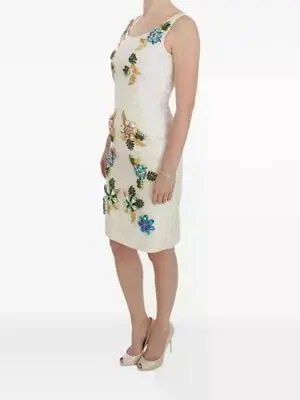 Dolce & Gabbana Floral-crystal-embellished Midi Dress - Neutrals