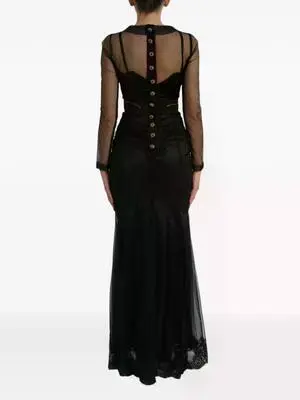 Dolce & Gabbana Floral-embroidered Mesh Gown Long Dress