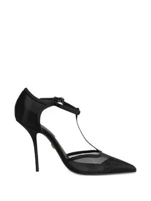 Dolce & Gabbana Mesh T-strap Sandals - Black