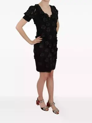 John Richmond Floral-appliqué Lace-panel Mini Dress