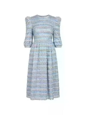 Dolce & Gabbana Fringe-detail Striped Midi Dress - Blue