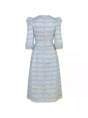 Dolce & Gabbana Striped Midi Dress With Fringe Detail