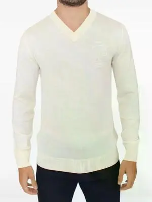 Ermanno Scervino Logo-embroidered V-neck Sweater - Neutrals