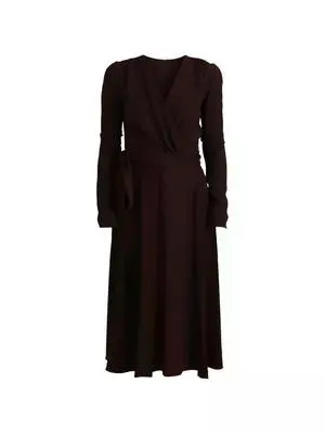 Dolce & Gabbana Wrap Long-sleeve Midi Dress - Brown