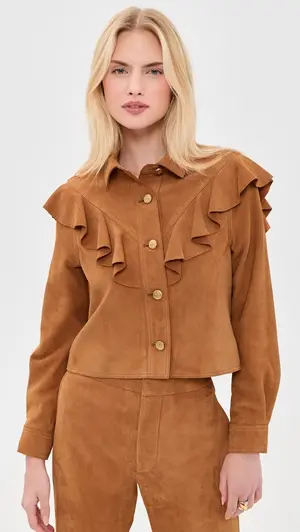 Ulla Johnson Matilde Ruffle Suede Jacket