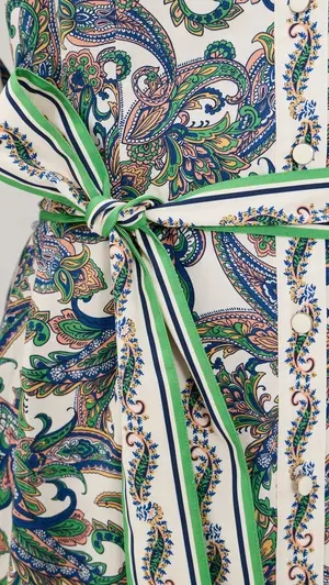 Shoshanna Alix Paisley Print Cotton Midi Dress With Ruffled Cuffs