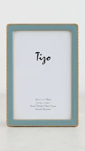 TIZO DESIGN Gold Plate Beaded Enamel Frame - Blue
