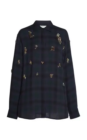 Dries Van Noten Clavelly Embellished Shirt - Plaid