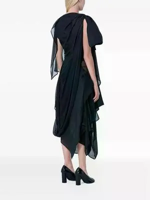 Yohji Yamamoto Asymmetric Layered-drape Midi Dress