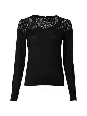 Dolce & Gabbana Floral Lace-trim Sweater - Black