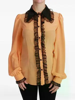 Dolce & Gabbana Ruffled Sequin-embellished Blouse - Orange