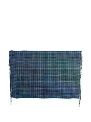 Costume National Chequered Fringed Scarf - Blue