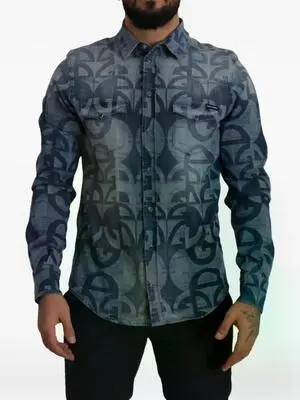 Dolce & Gabbana Dg Logo-print Denim Shirt - Blue