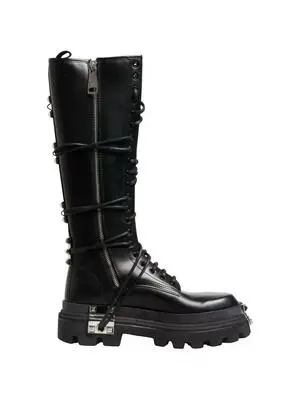 Dolce & Gabbana Logo-plaque Studded Combat Boots
