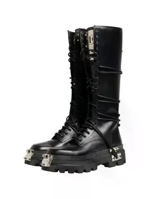 Dolce & Gabbana Logo-plaque Studded Combat Boots