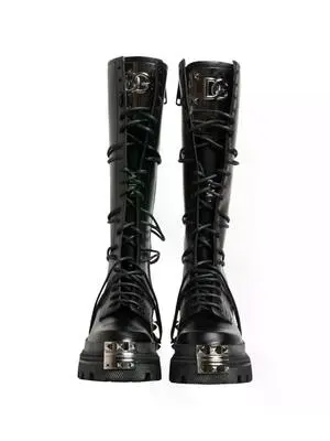 Dolce & Gabbana Logo-plaque Studded Combat Boots