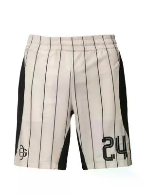 Dolce & Gabbana Pinstripe-pattern Dg Logo Shorts - Neutrals