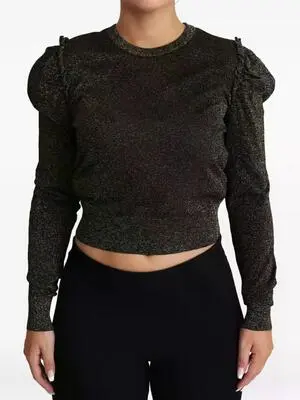 Dolce & Gabbana Glitter-knit Puff-shoulder Sweater