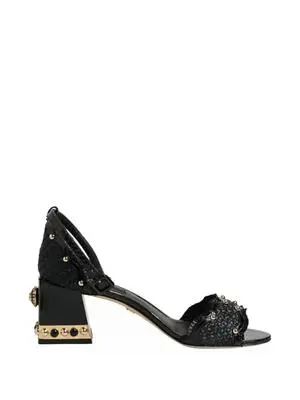 Dolce & Gabbana Studded Block-heel Sandals - Black