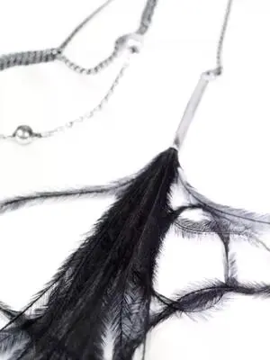 ANN DEMEULEMEESTER Feather-pendant Layered-chain Necklace