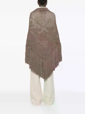 CHIARA IS Fringed Hem Crochet Knit Cape