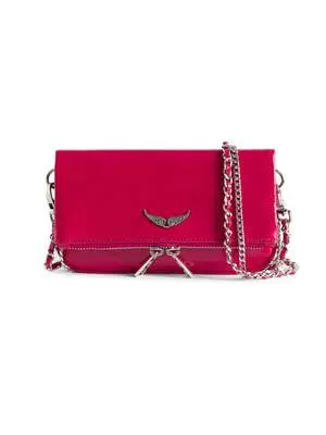 Zadig&Voltaire Vintage Effect Leather Pochette With Rhinestone Wings - Podium