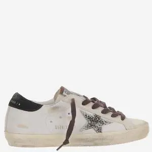 GOLDEN GOOSE Superstar Leather Sneakers With Animal Print Star Detail - Multi