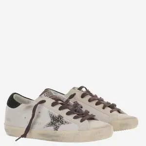 GOLDEN GOOSE Superstar Leather Sneakers With Animal Print Star Detail