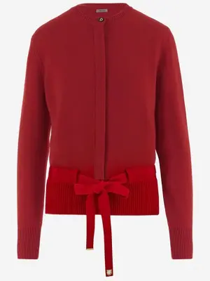 FERRAGAMO Cashmere Cardigan With Logo - Red