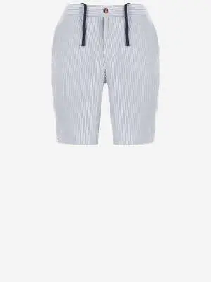 MC2 SAINT BARTH Striped Cotton Shorts - Navy