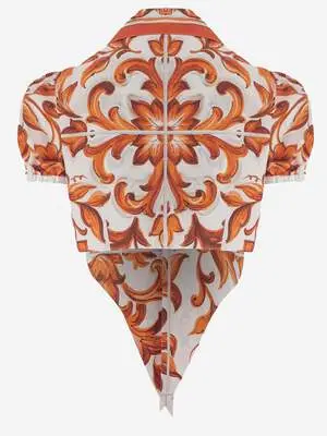 Dolce & Gabbana Cotton Poplin Shirt With Maiolica Print - Multi