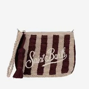 MC2 SAINT BARTH Rafiya Clutch With Logo - Multi