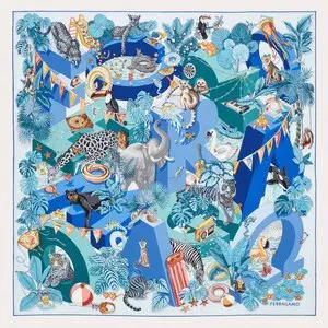 FERRAGAMO Jungle Party Print Silk Scarf - Multi