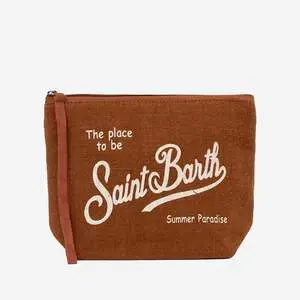 MC2 SAINT BARTH Aline Clutch Bag With Logo - Brown