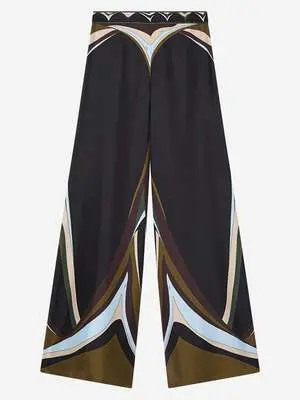 Emilio Pucci Silk Palazzo Pants With Fari Print