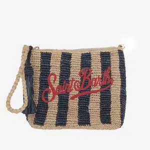 MC2 SAINT BARTH Raffia Clutch With Logo - Multi