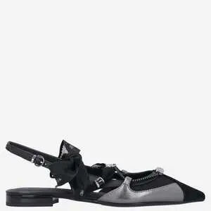 Pinko Slingback Lace Up Flats - Black