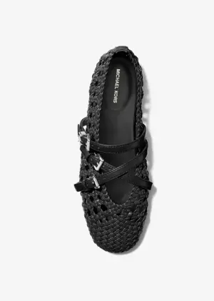 Michael Kors Woven Ballet Flats With Buckle Detailing